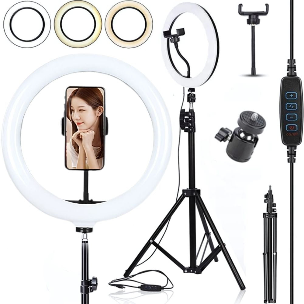 LED Ringlicht 12 Zoll (30 cm) mit Stativ und Handyhalter – Dimmbares R